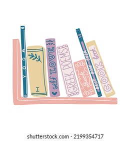 Cute Bookshelf Vector Hand Drawn Illustration Stock Vector (Royalty ...