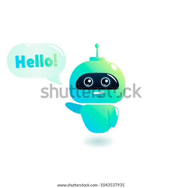 Cute Bot Say Users Hello Chatbot Stock Vector (Royalty Free) 1043537935