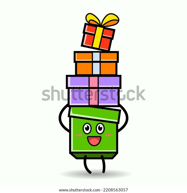 Cute Box Character Carrying Gift Boxes Stock Vector (Royalty Free ...