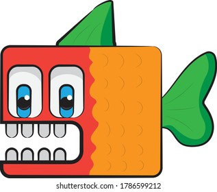 Cute Boxshaped Fish Smiling Broadly Stock Vector (Royalty Free ...