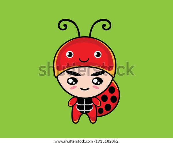 Cute Boy Cartoon Wearing Ladybug Costume Stock Vector (Royalty Free ...