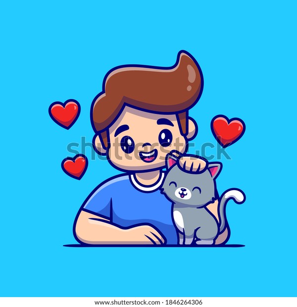 Cute Boy Cat Cartoon Vector Icon Stock Vector (Royalty Free) 1846264306 ...