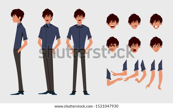 Cute Boy Character Turn Around Various Stock Vector (Royalty Free ...