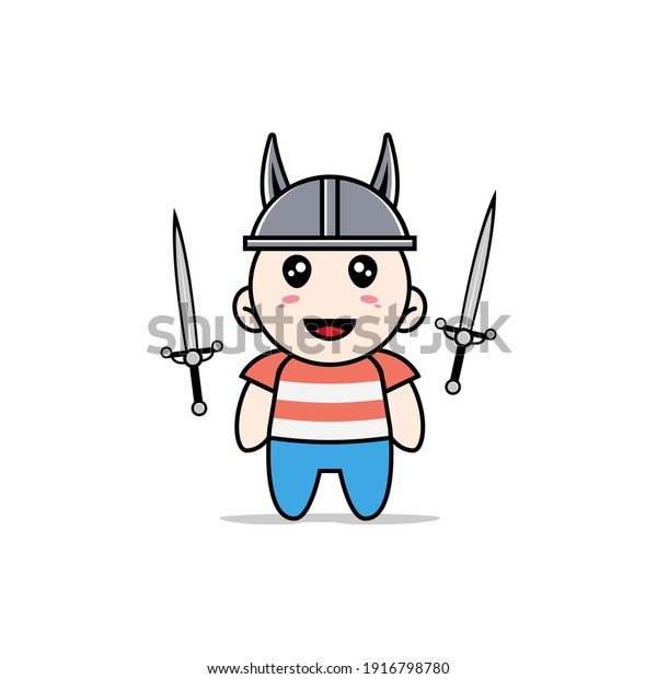 Cute Boy Character Wearing Fighter Costume Stock Vector (Royalty Free ...