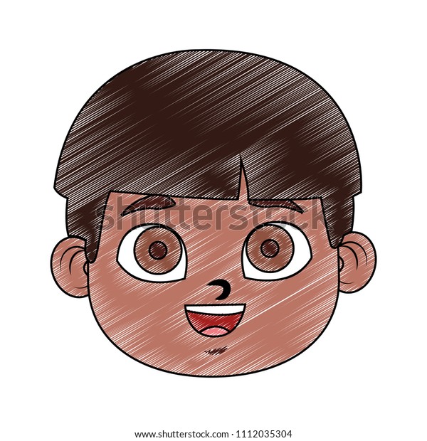 Cute Boy Face Cartoon Scribble Stock Vector (Royalty Free) 1112035304 ...