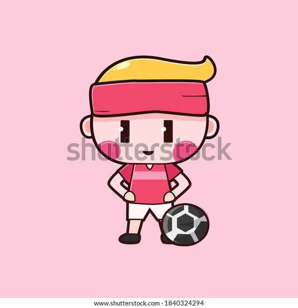 Cute Boy Football Player Chibi Vector Stock Vector (Royalty Free ...