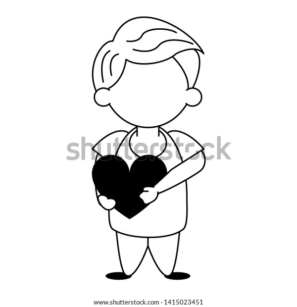 Cute Boy Heart Cartoon Isolated Vector Stock Vector (Royalty Free ...