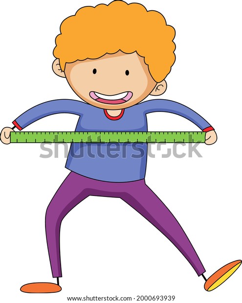 Cute Boy Holding Ruler Doodle Cartoon Stock Vector (Royalty Free ...