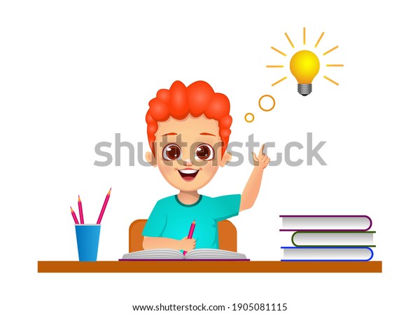 Cute Boy Kid Got Idea While 库存矢量图（免版税）1905081115 | Shutterstock