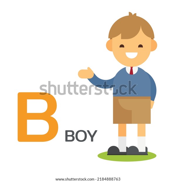 Cuto chico aprendiendo alfabeto en la: vector de stock (libre de ...