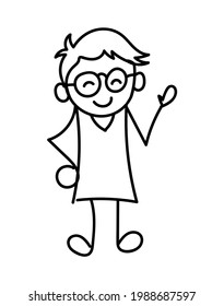 Cute Boy Line Art Vector Stock Vector (Royalty Free) 1988687597