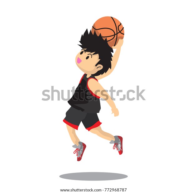 Cute Boy Play Basketball Character Design Stock Vector (Royalty Free ...