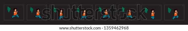 Cute Boy Run Cycle Animation Sprite: vector de stock (libre de regalías ...