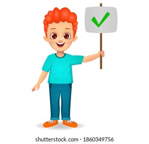 Cute Boy Showing Correct Sign Stock Vector (Royalty Free) 1860349756 ...