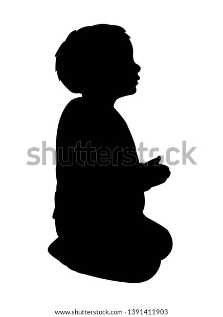 Cute Boy Sitting Silhouette Vector Stock Vector (Royalty Free ...