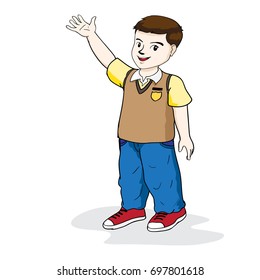 Cute Boy Welcome Stock Vector (Royalty Free) 697801618 | Shutterstock