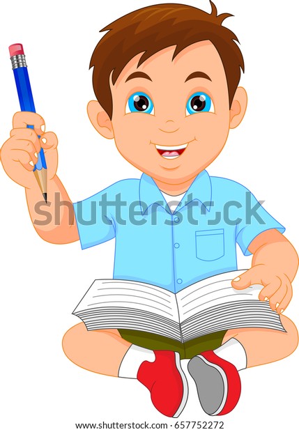 Cute Boy Writing Drawing Stock Vector (Royalty Free) 657752272