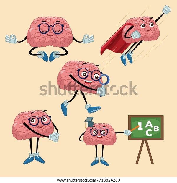 Cute Brains Cartoons Stock Vector (Royalty Free) 718824280 | Shutterstock