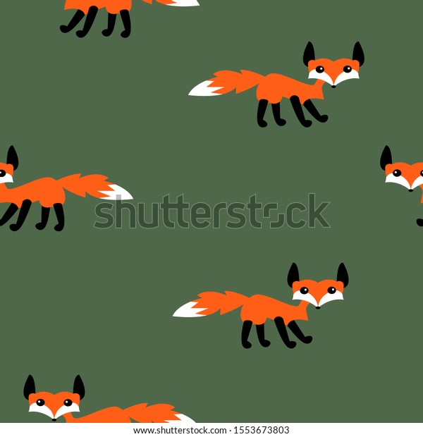 Cute Bright Fox On Dark Background Stock Vector (Royalty Free ...
