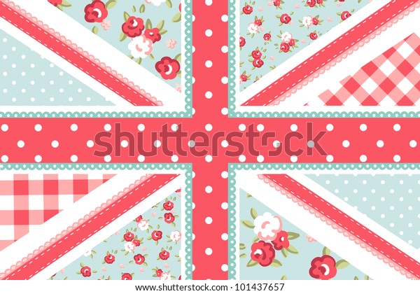 Cute British Flag Shabby Chic Floral Stock Vector (Royalty Free ...