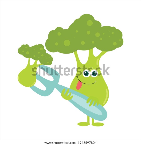Cute Broccoli Flat Cartoon Character Vector Stock Vector (Royalty Free ...