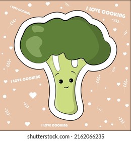 Cute Broccoli Sticker On Background Stock Vector (Royalty Free ...