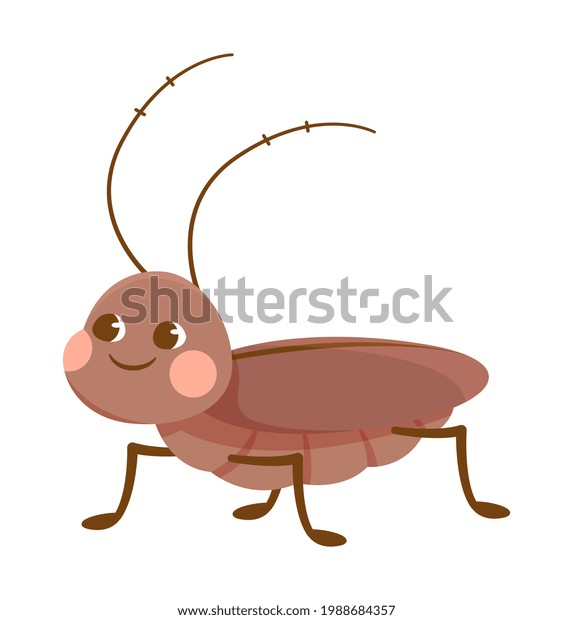Cute Brown Smiling Cockroach On White Stock Vector (Royalty Free ...
