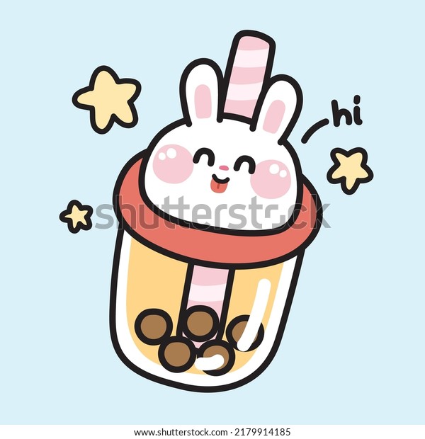 Cute Bubble Milk Tea Rabbit Shape: เวกเตอร์สต็อก (ปลอดค่าลิขสิทธิ์ ...
