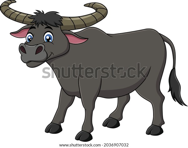 Ilustración vectorial de dibujos animados de búfalo cúbico