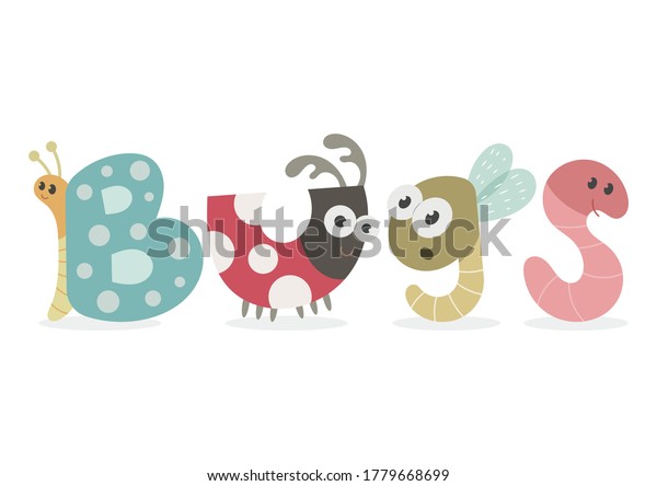 Cute Bugs Alphabet Vector Cartoon Bugs Stock Vector (Royalty Free ...