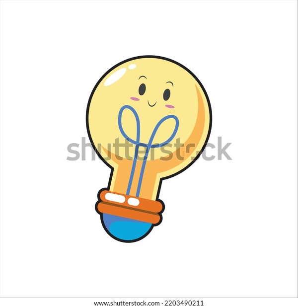 Cute Bulb Lamp Cartoon Vector Illustration Stock Vector (Royalty Free ...