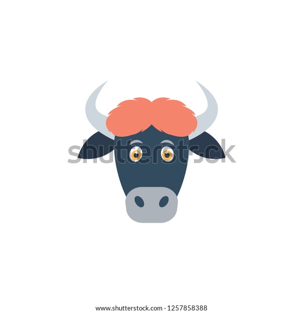 Cute Bull Face Vector Stock Vector (Royalty Free) 1257858388