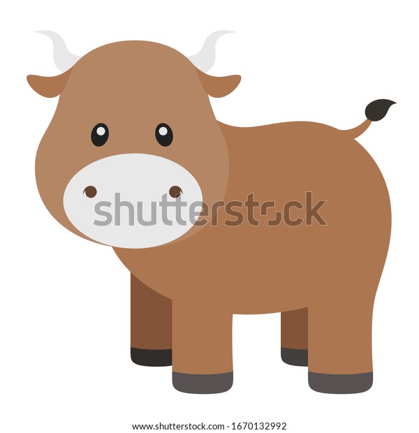 Cute Bull Vector Illustration On White Stock Vector (Royalty Free ...