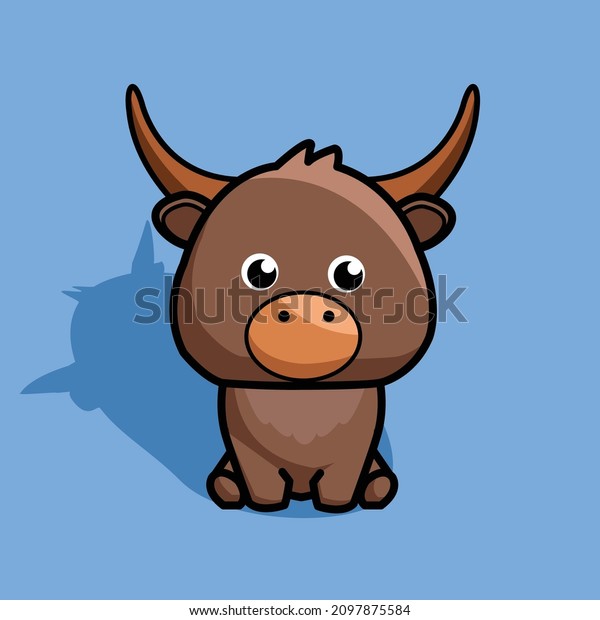 Cute Bull Vector Little Bull Sitting Stock Vector (Royalty Free ...