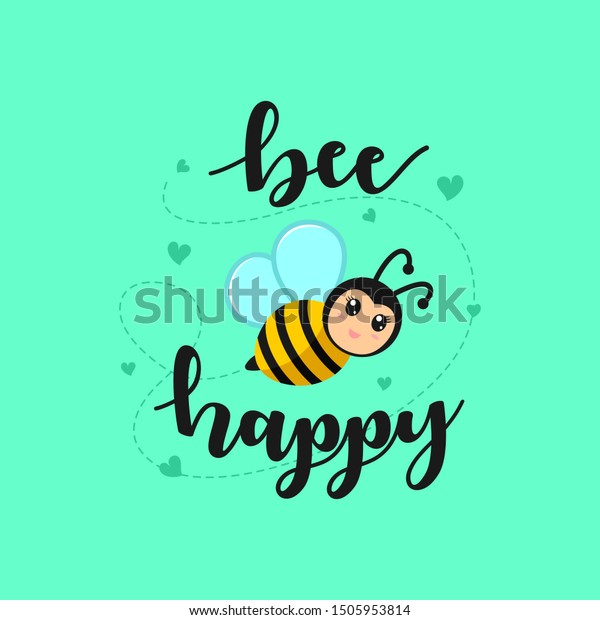 Cute Bumblebee Cartoon Text Greeting Card Stock Vector (Royalty Free ...