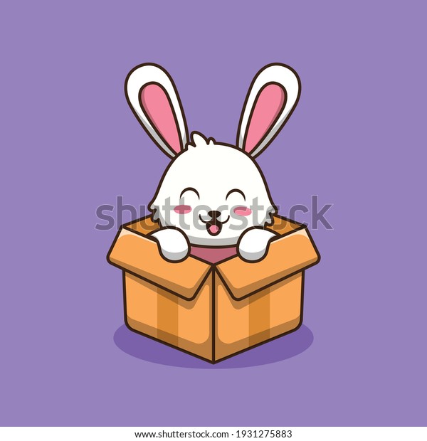 Cute Bunny Box Cartoon Illustration Stock Vector (Royalty Free ...