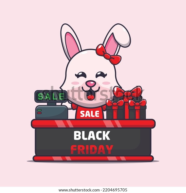 Cute Bunny Cashier Table Black Friday Stock Vector (Royalty Free ...