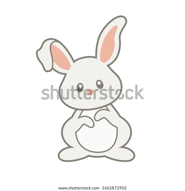 Cute Bunny Front Facing Illustration Outline Stock Vector (Royalty Free ...