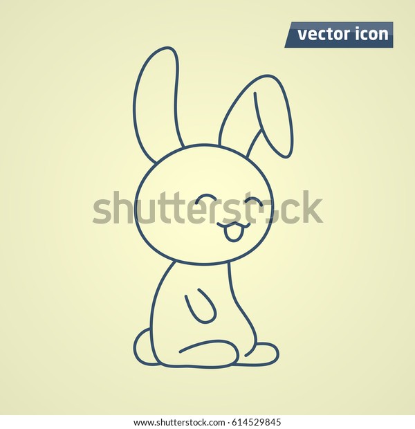 Cute Bunny Line Art Vector Illustration Stock Vector (Royalty Free ...