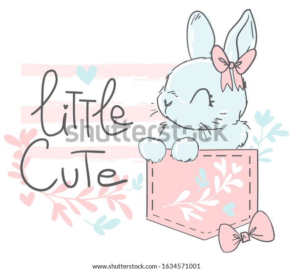 Cute Bunny Pocket Rabbit Bow On Stock Vector (Royalty Free) 1634571001