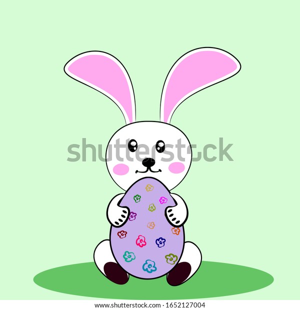Cute Bunny Rabbit Cartoon Hug Purple Stock Vector (Royalty Free ...