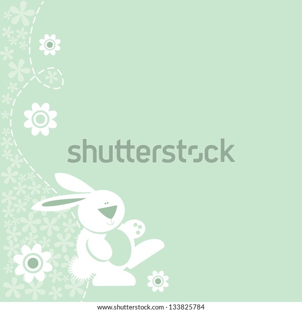 Cute Bunny Rabbit Floral Border Fun Stock Vector (Royalty Free) 133825784
