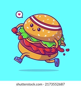 Cute Burger Running Cartoon Vector Icon Stock Vector (Royalty Free ...
