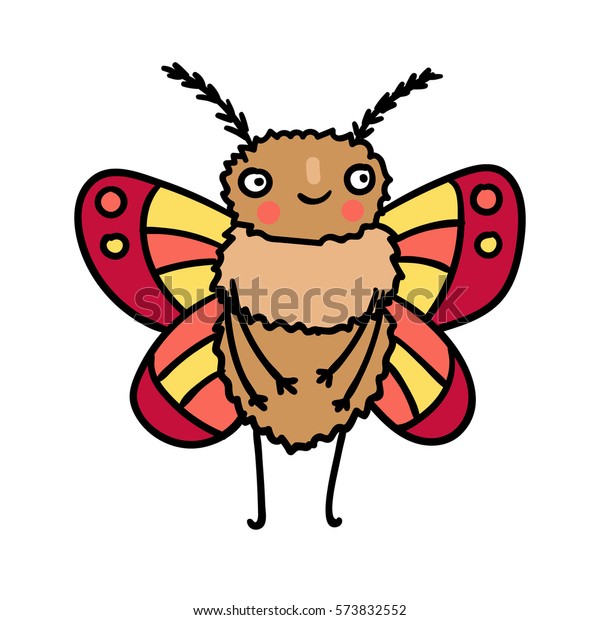 Cute Butterfly Funny Moth Vector Illustration Stock Vector (Royalty Free) 573832552