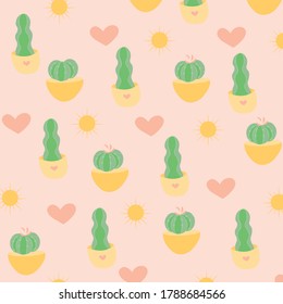 Cute Cactus Pattern Pastel Colors Stock Vector (Royalty Free ...