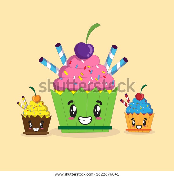 Cute Cakes Icons Set Premium Vector Stock Vector (Royalty Free) 1622676841