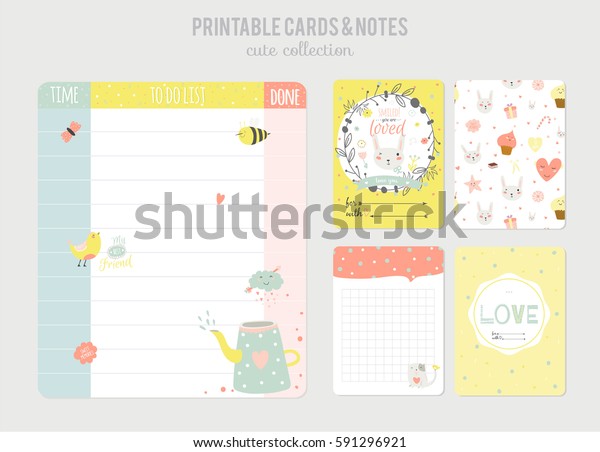 Cute Calendar Daily Planner Template Beautiful Stock Vector (Royalty ...