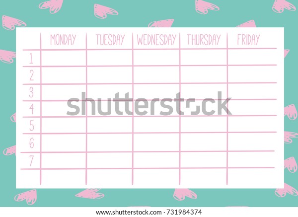Cute Calendar Weekly Planner Template Organizer: เวกเตอร์สต็อก (ปลอดค่า ...