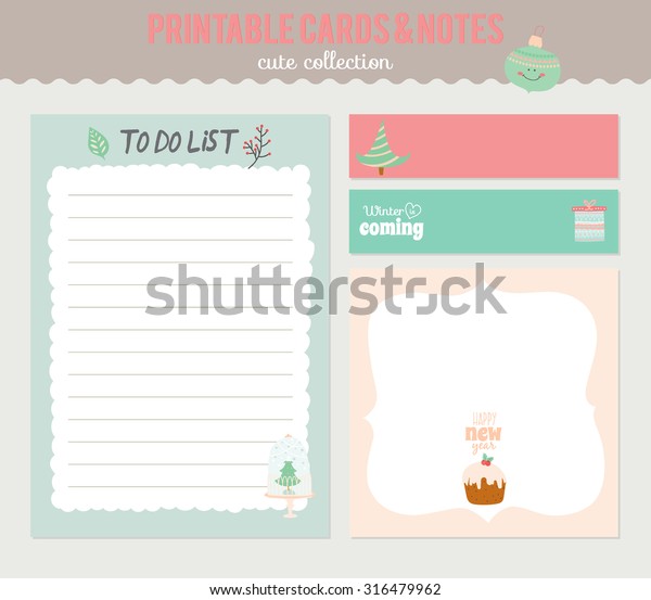 Cute Cards Notes Stickers Labels Tags Stock Vector (Royalty Free ...