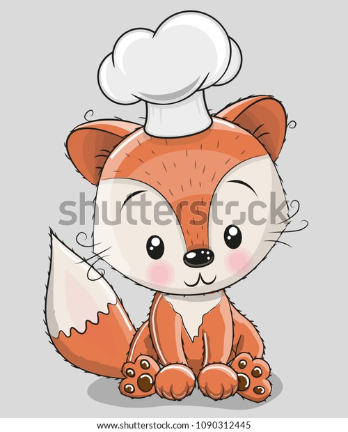 Cute Caroon Fox Cook Hat Isolated Stock Vector (Royalty Free ...